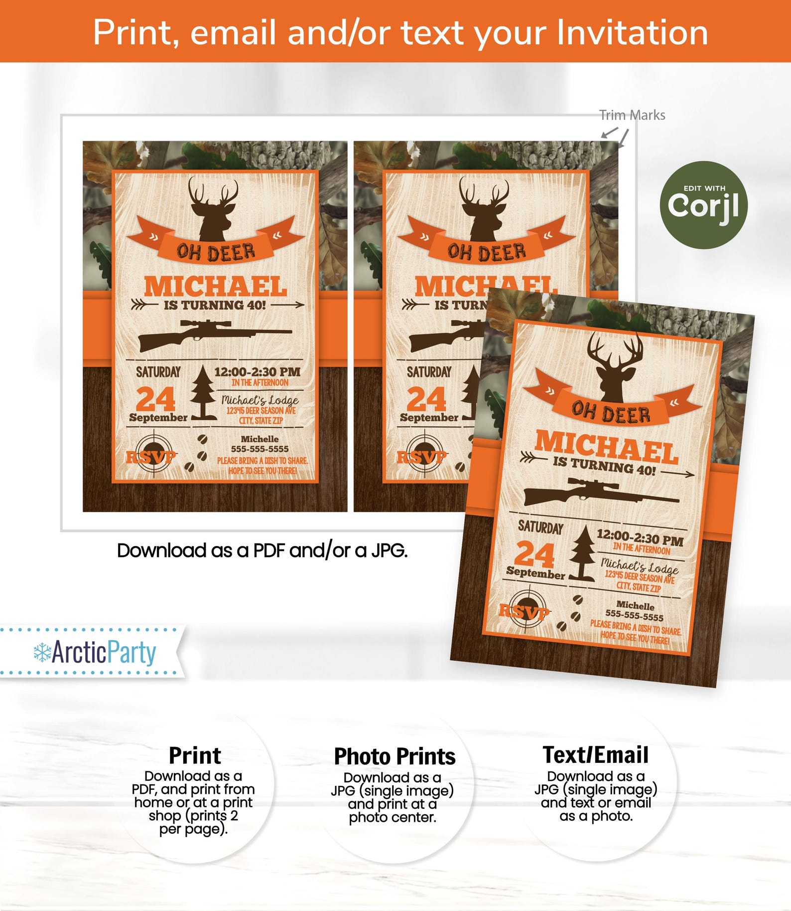Hunting Party Invitations, Hunting Birthday Party Invite - Hunting ...