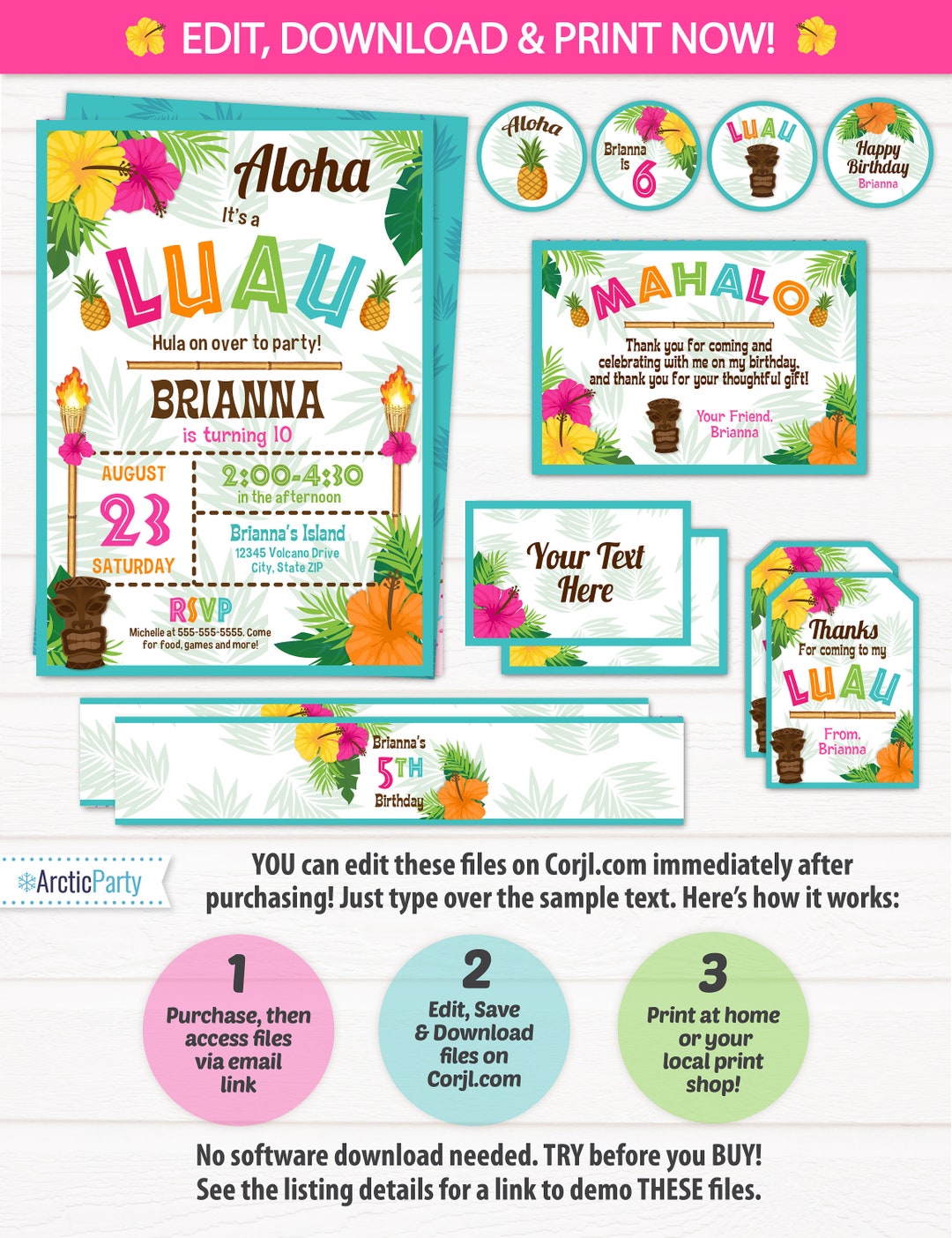 Luau Invitation - Luau Birthday Invitations - Luau Party Invitations ...