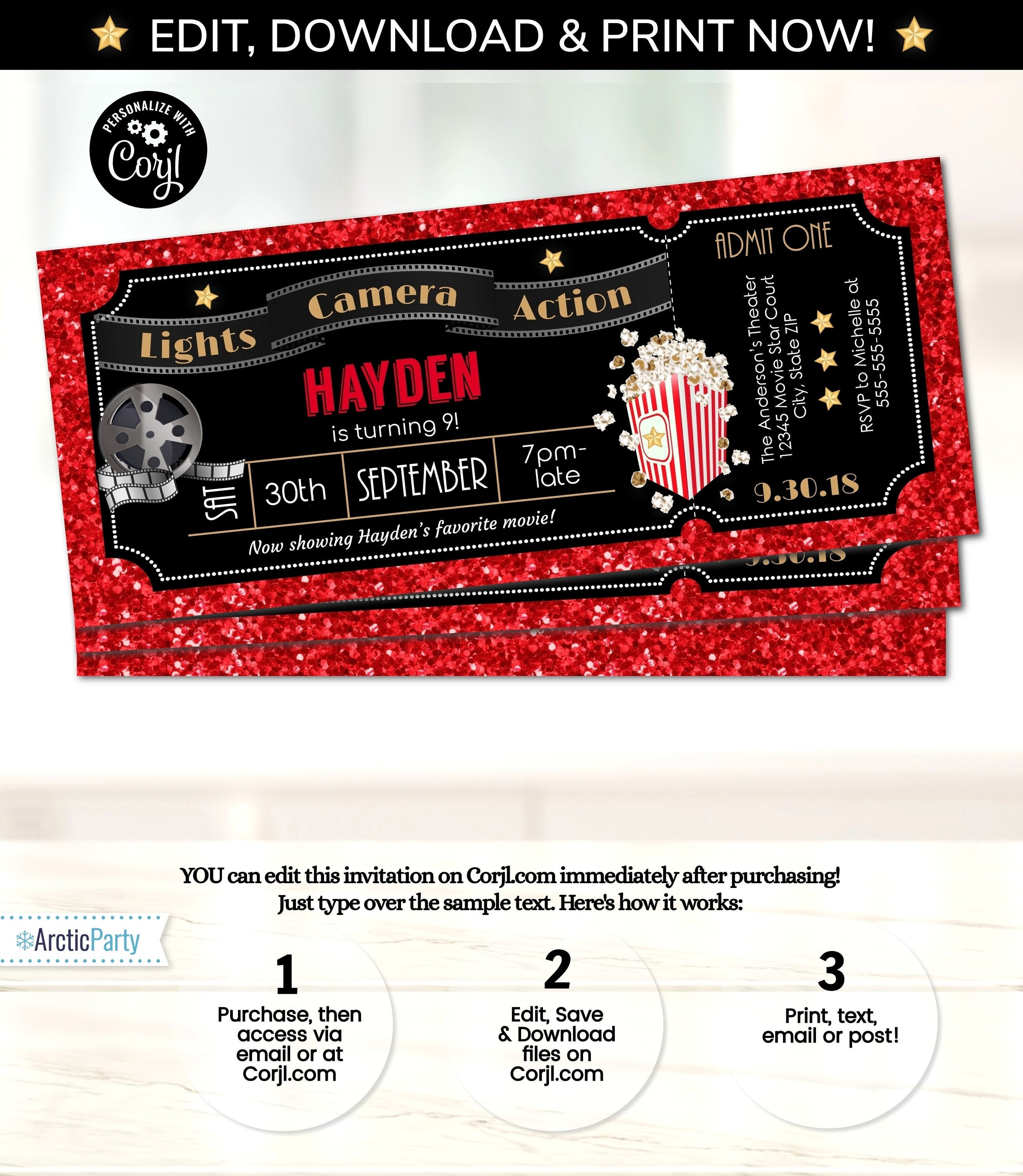Blank Red Movie Ticket