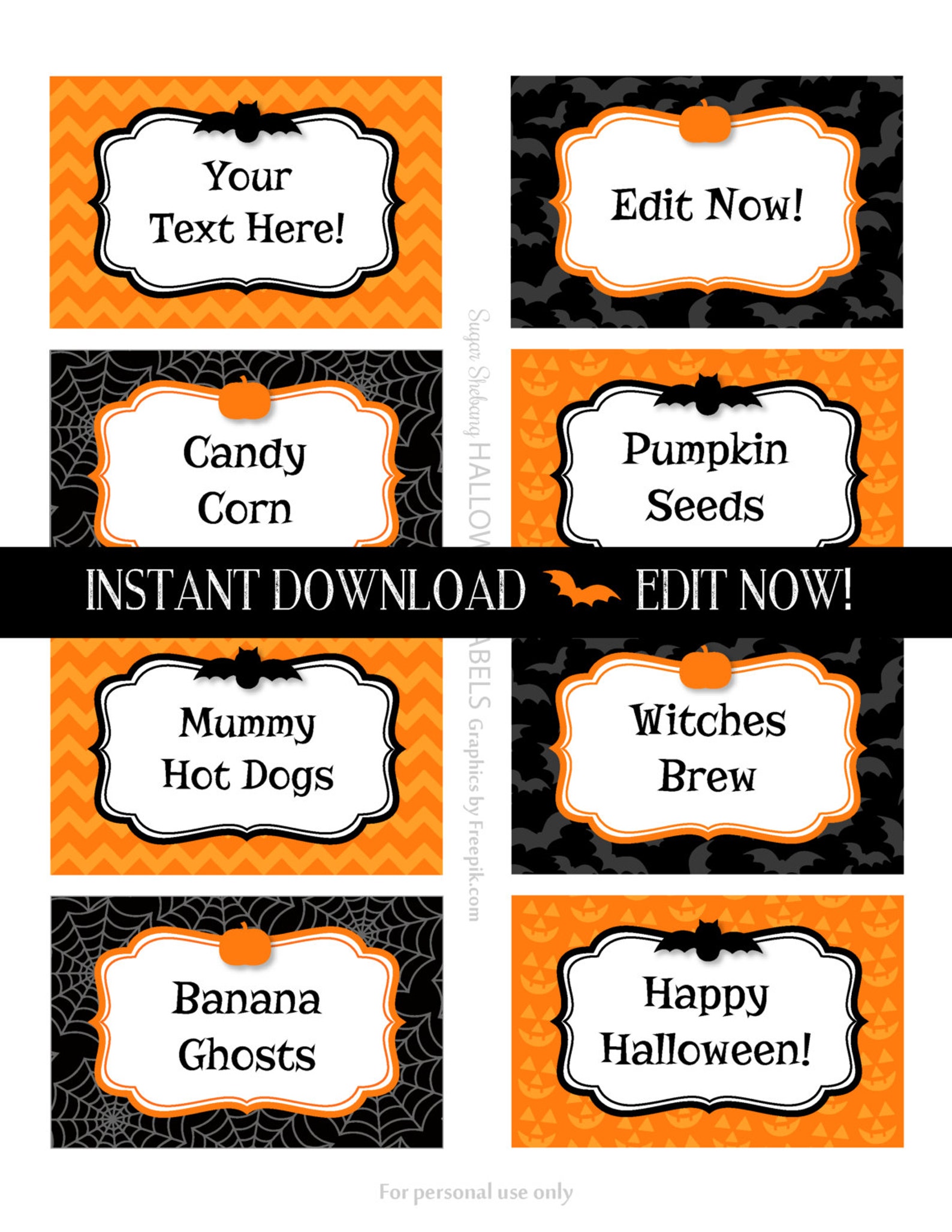 Halloween Food Labels - Halloween Party Tags - Instantly Downloadable ...
