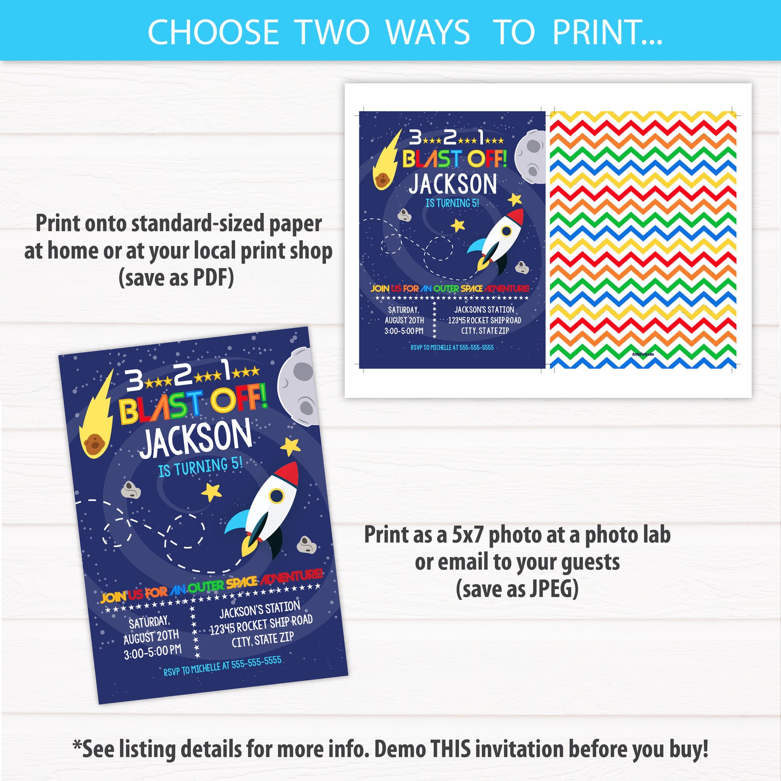 Space Party Invitations - Space Themed Party - Outer Space Birthday ...