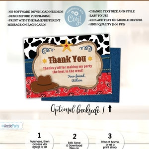 Western Thank You Card Cowboy Thank You Card Western Invitation Cowboy ...