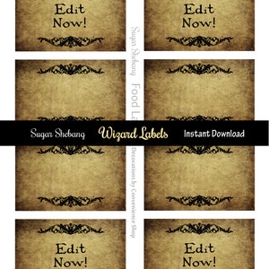 Wizard Party Labels Halloween Labels Wizard Party Supplies Wizard ...
