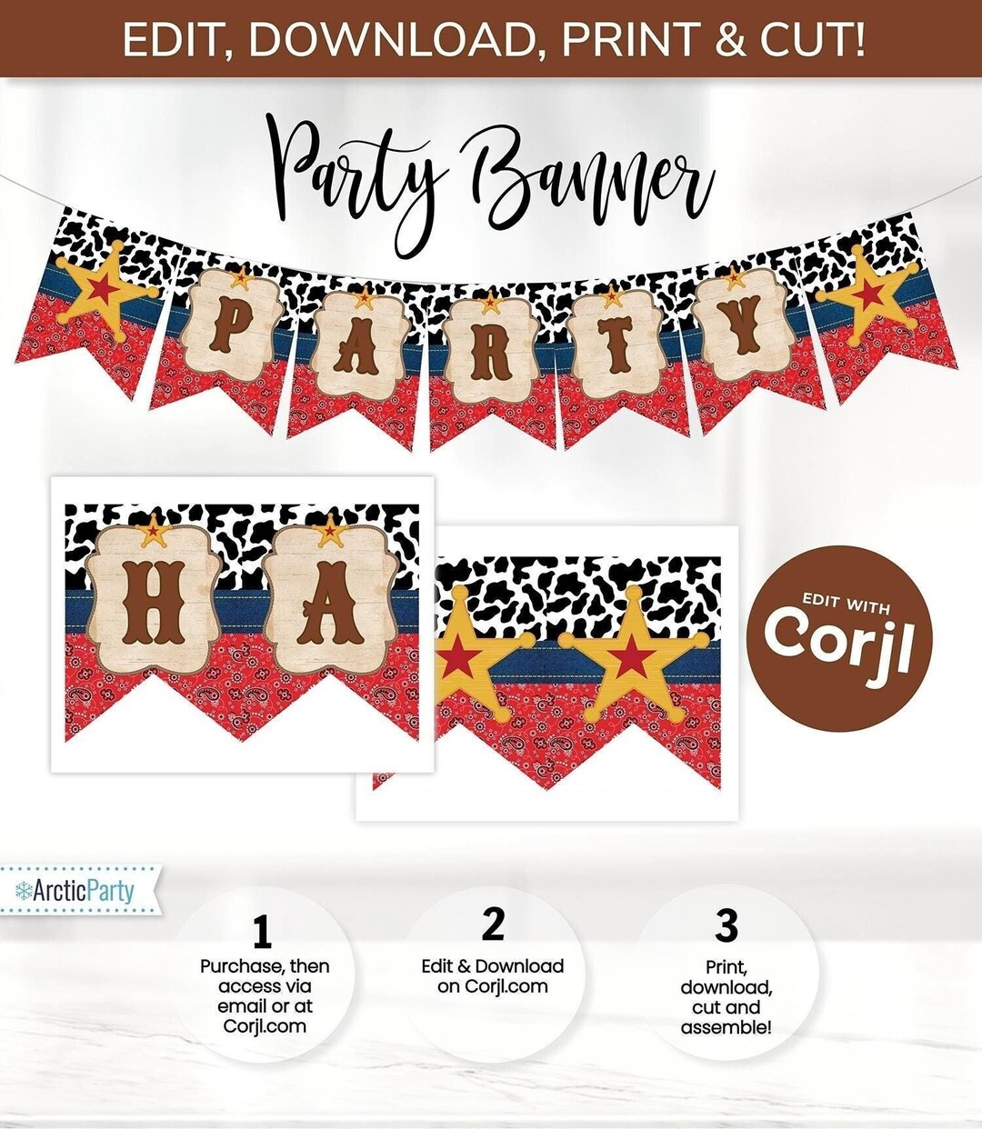 Western Birthday Banner - Printable Western Banner - Western Flags ...