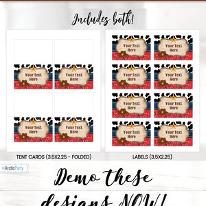 Western Place Cards, Printable Western Tent Cards - Western Labels ...