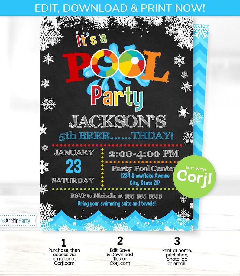 Pool Party Invitation Swimming Pool Birthday Party Winter Pool Party ...