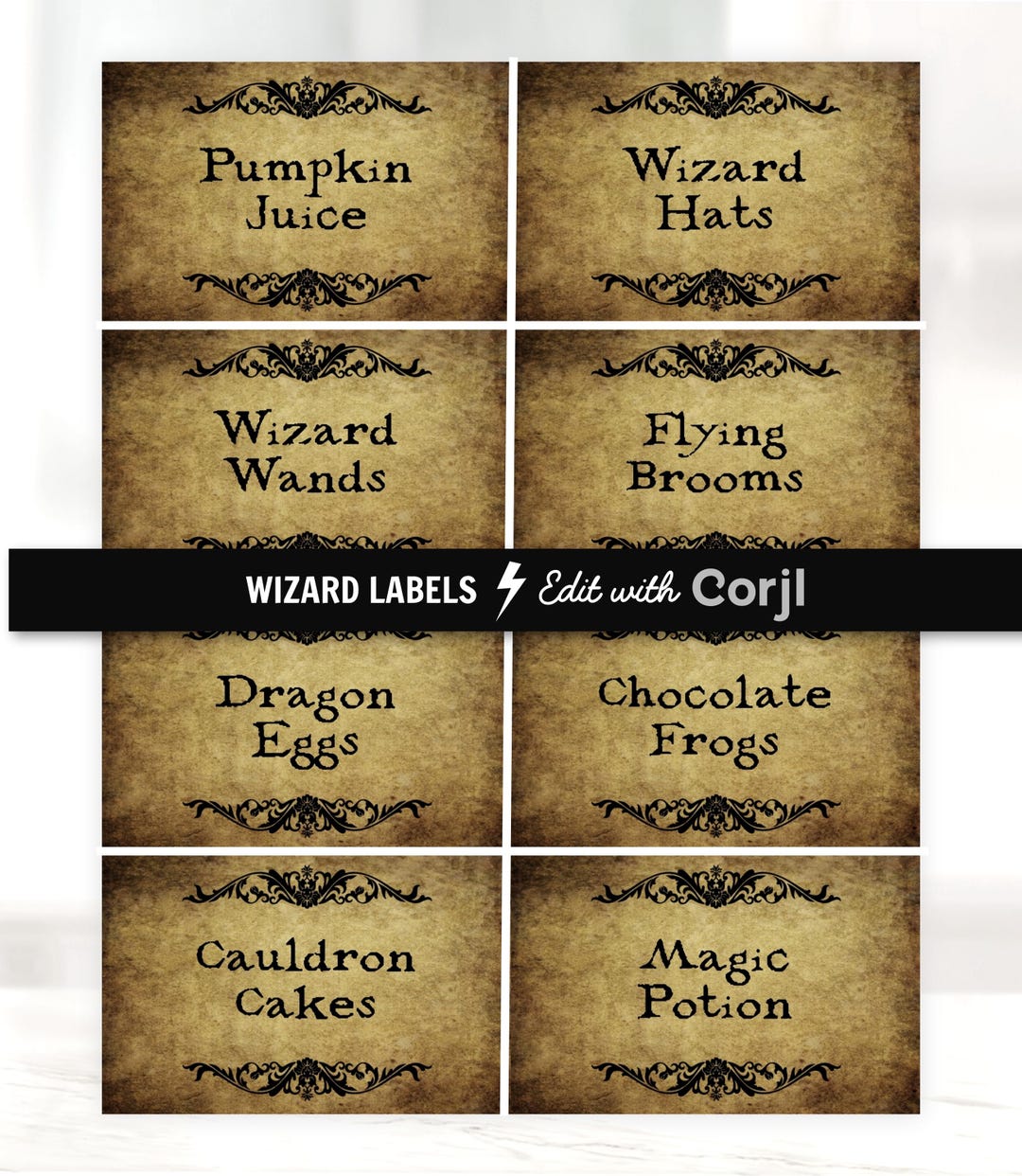 Wizard Party Labels - Halloween Labels - Wizard Party Supplies - Wizard ...