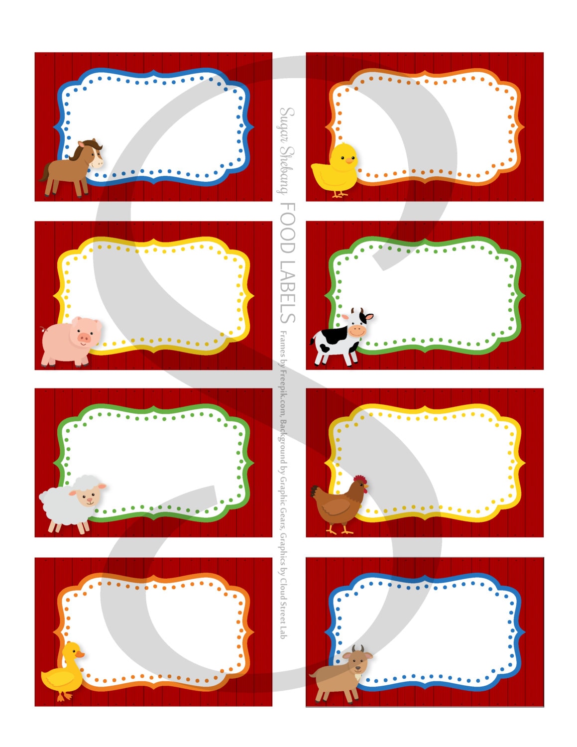 Farm Party Labels Farm Tent Cards INSTANTLY Downloadable - Etsy