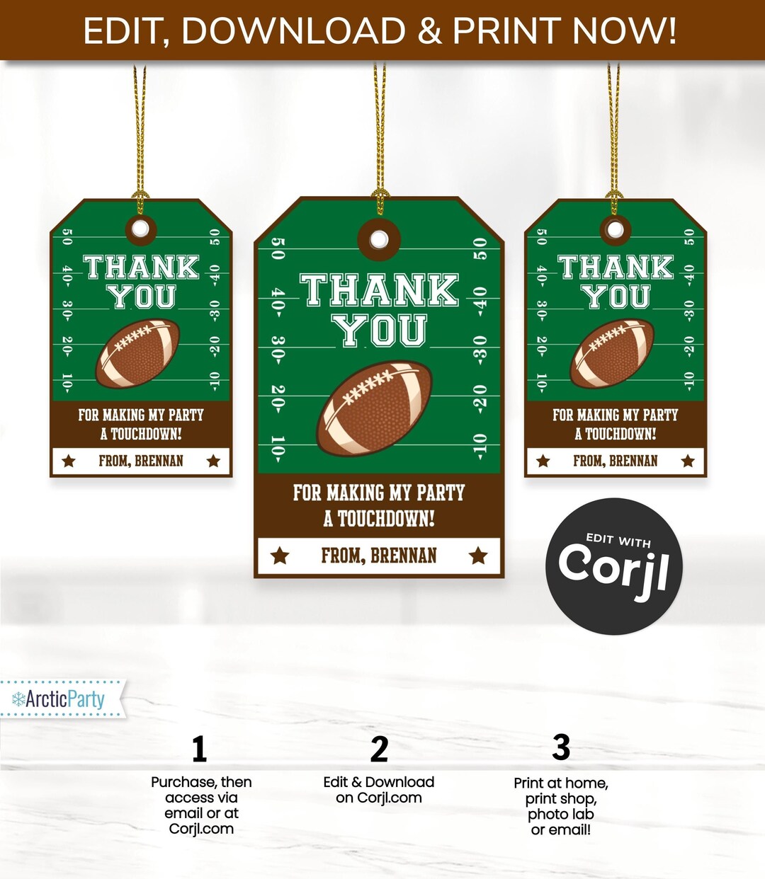 Football Favor Tags, Football Gift Tags, Printable Football Favor Tags ...