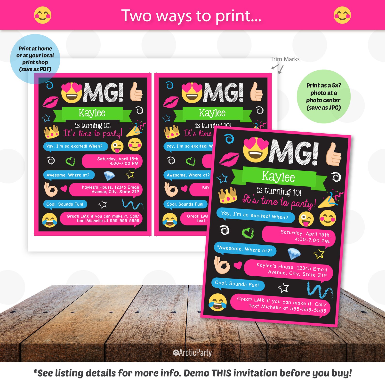 Emoji Invitations Emoji Party Invitations Emoji Birthday | Etsy