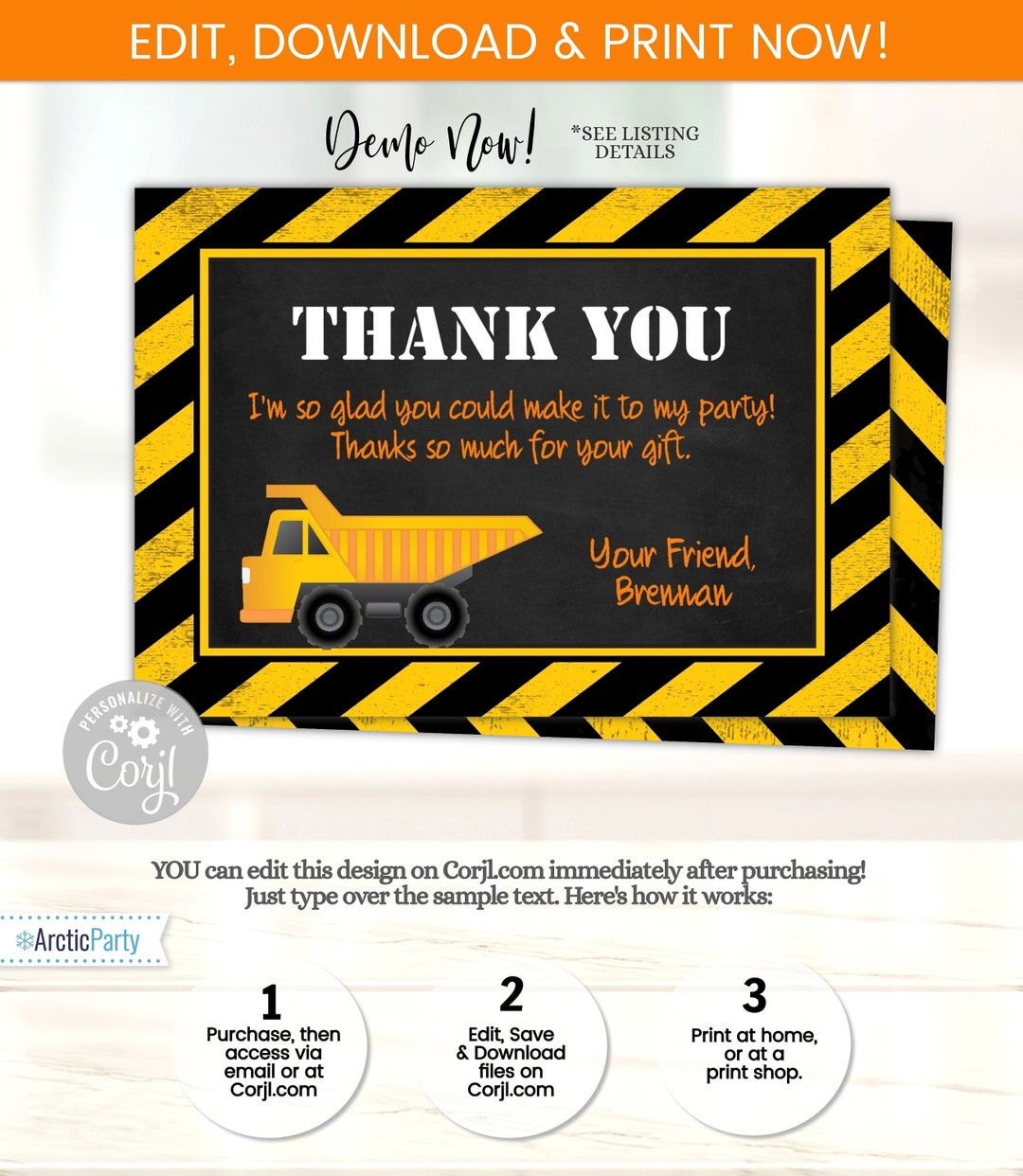 Construction Thank You Card - Construction Invitation - Construction ...