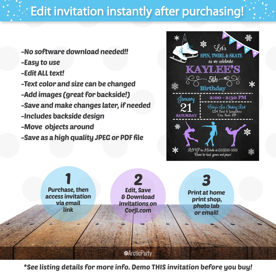 Ice Skating Invitation Ice Skating Party Invitations Ice - Etsy
