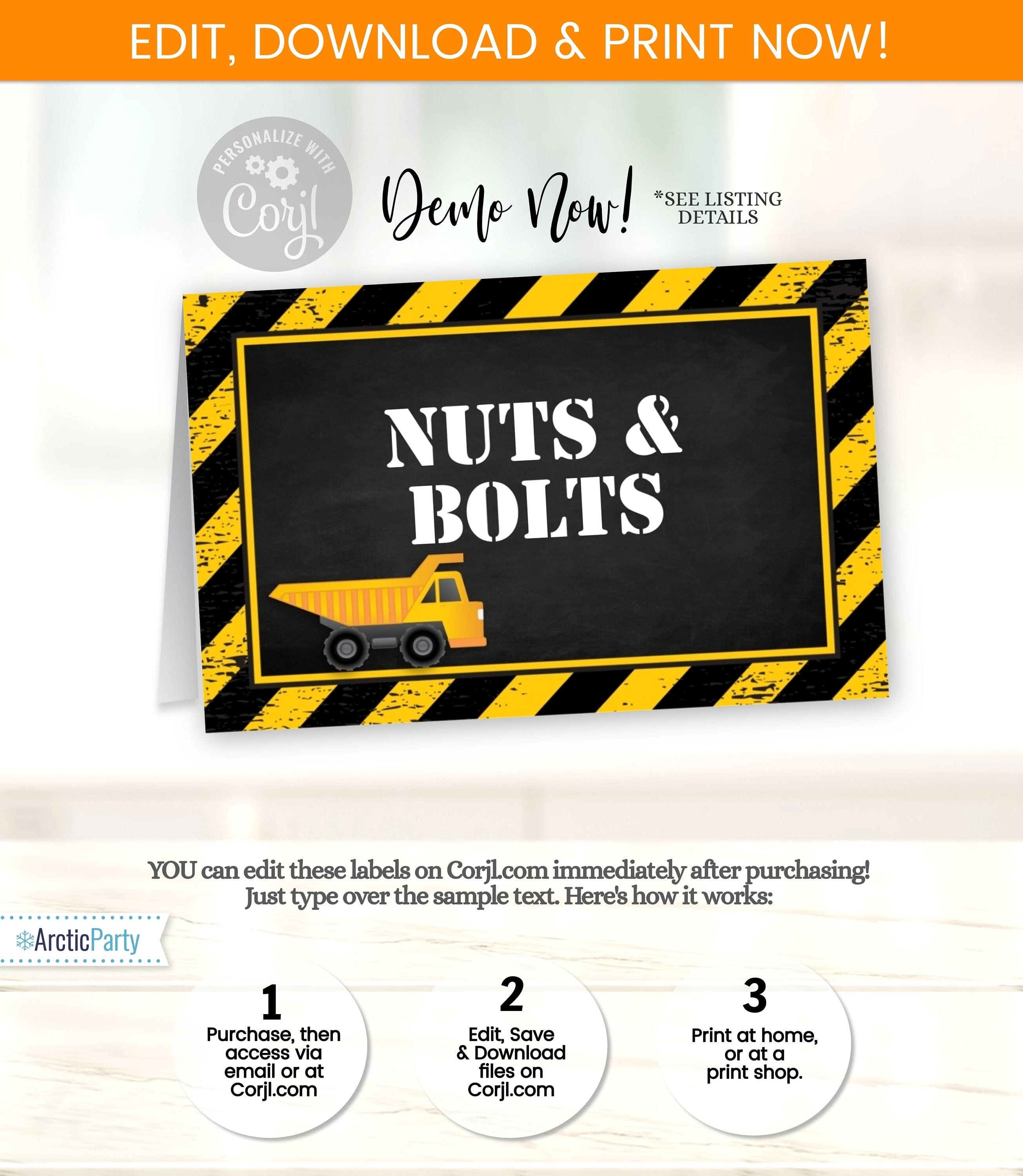 Construction Place Cards, Printable Construction Tent Cards ...