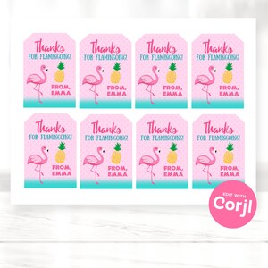 Flamingo Gift Tags - Printable Flamingo Tags - Flamingo Favor Tags ...