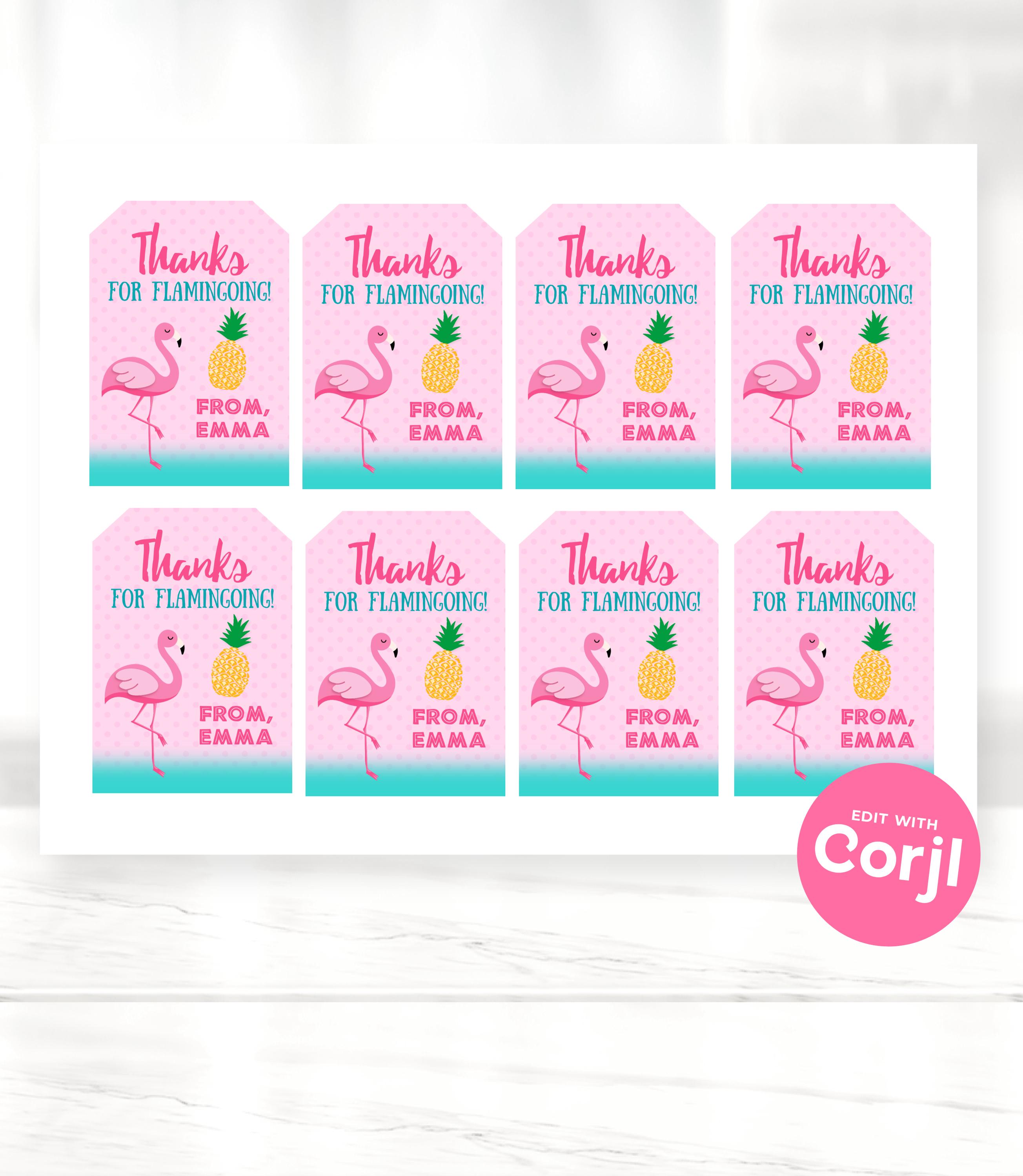 Flamingo Gift Tags - Printable Flamingo Tags - Flamingo Favor Tags ...