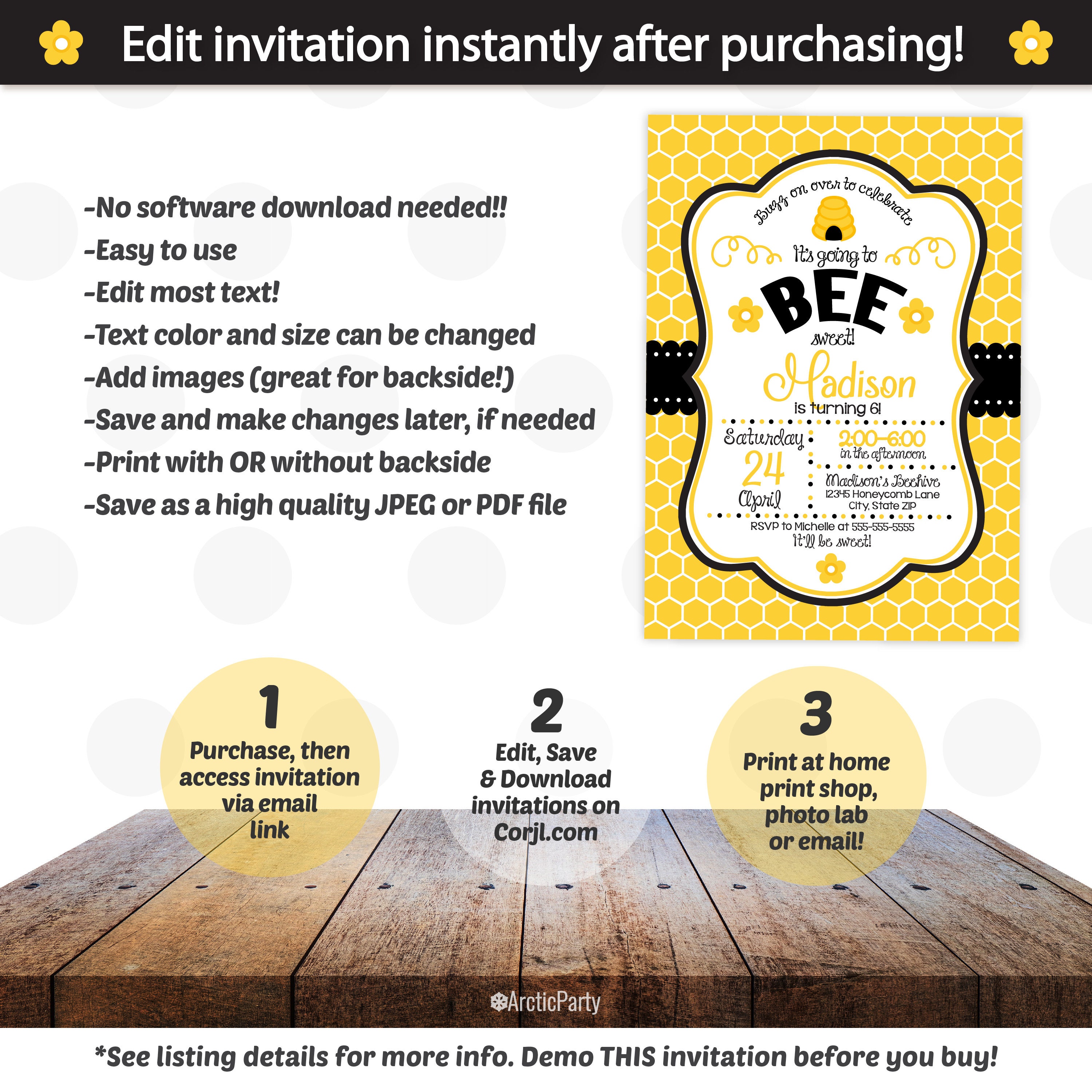 Bumble Bee Birthday Invitations Bumble Bee Party Supplies - Etsy