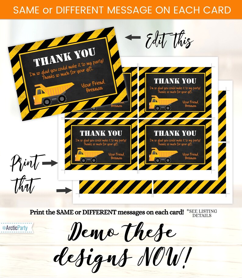 Construction Thank You Card Construction Invitation - Etsy