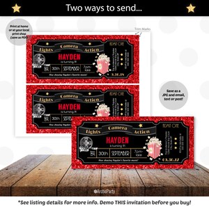 Movie Ticket Invitations - Movie Party Invitations - Hollywood Theme ...