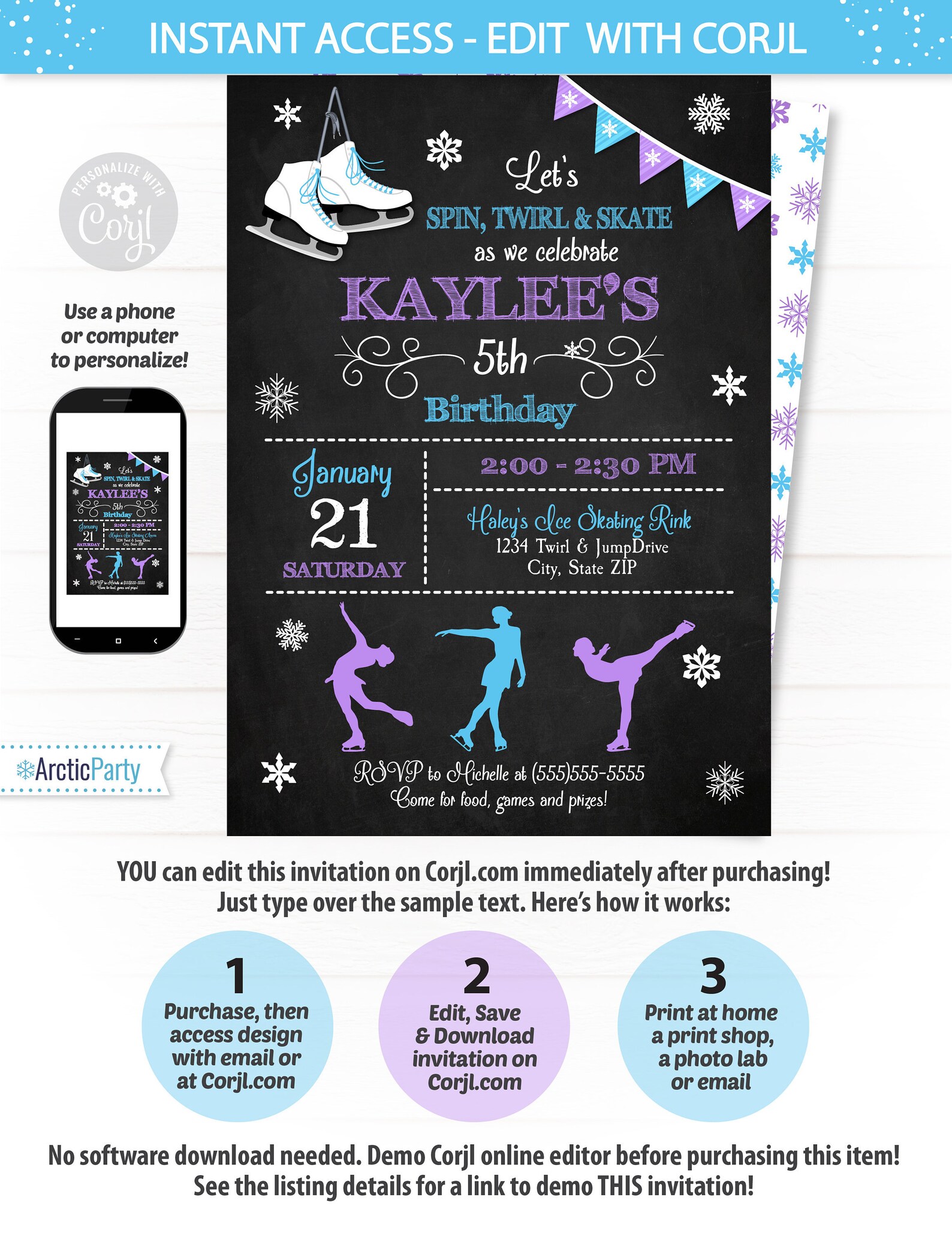 Ice Skating Invitation Ice Skating Party Invitations Ice - Etsy