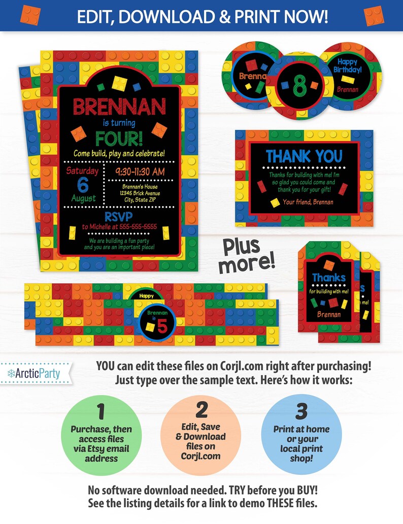 Building Bricks Invitation Building Blocks Birthday | Etsy