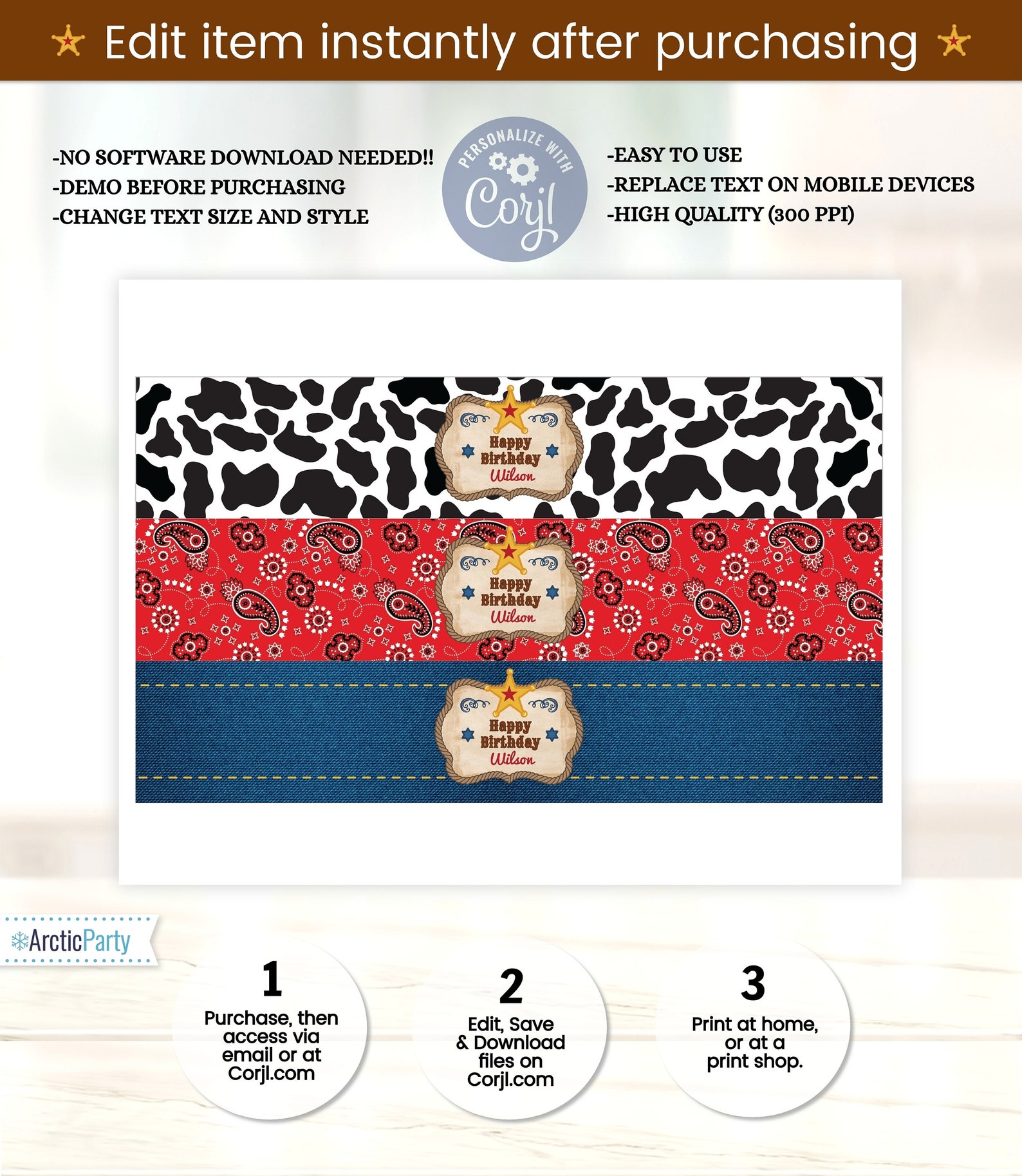 Western Water Bottle Wrappers Western Water Bottle Labels | Etsy