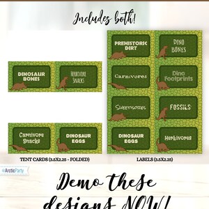 Dinosaur Place Cards, Printable Dinosaur Themed Tent Cards - Dinosaur ...