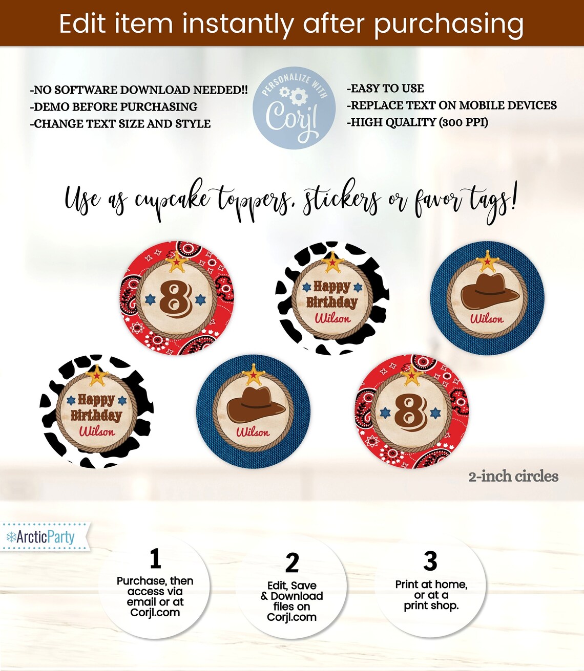 Western Cupcake Toppers Western Stickers Cowboy Cupcake - Etsy