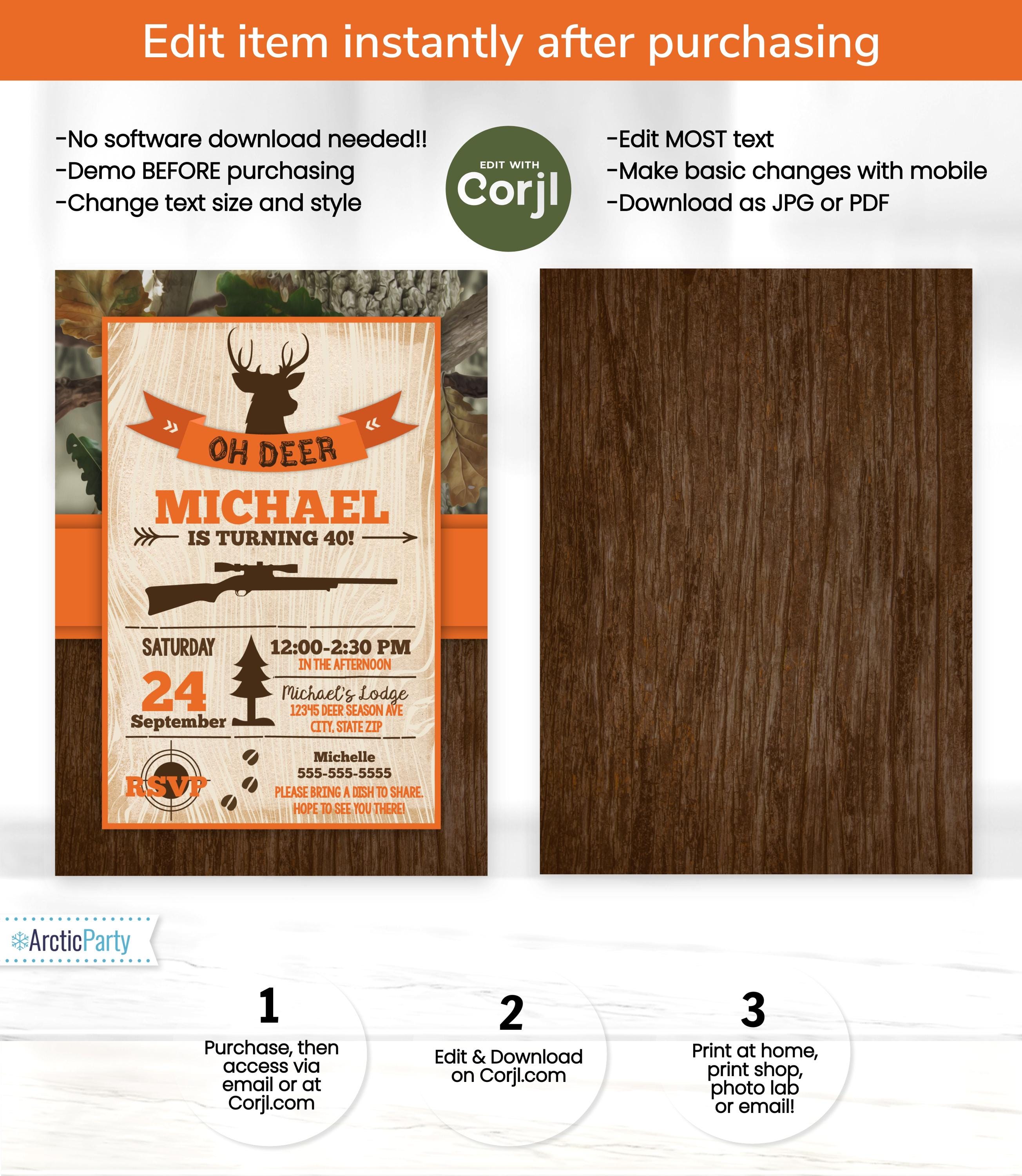 Hunting Party Invitations, Hunting Birthday Party Invite - Hunting ...