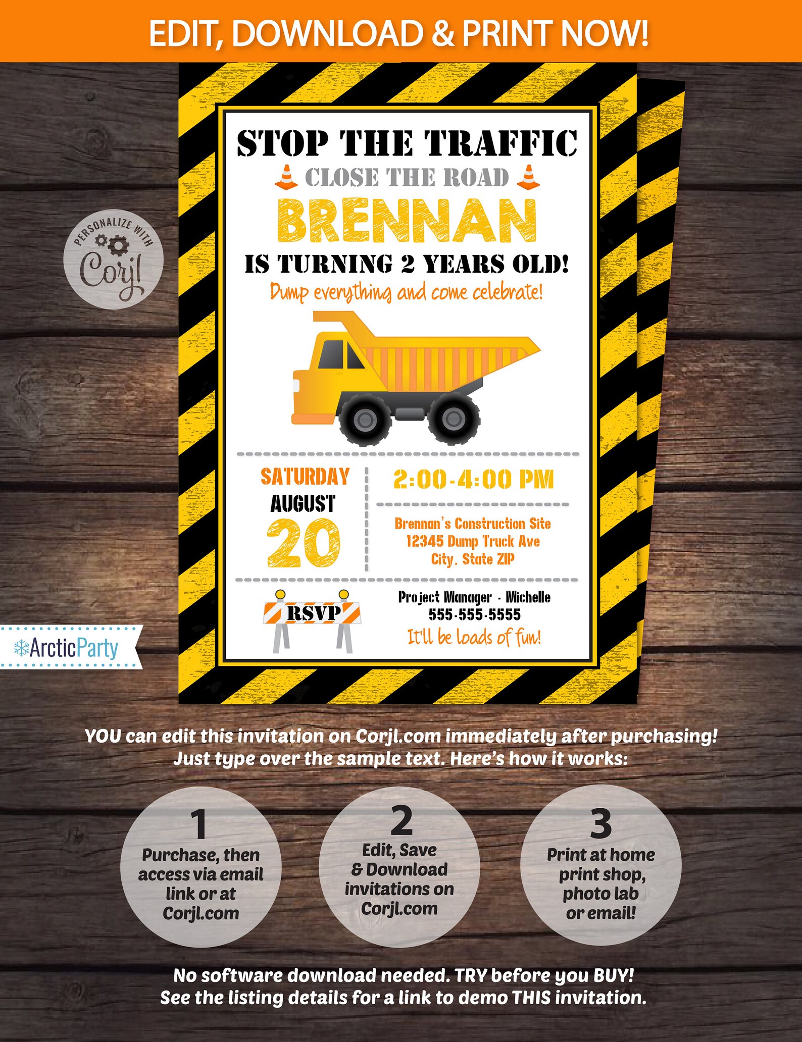 Construction Invitation Construction Birthday Party - Etsy