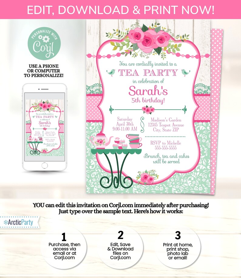 Tea Party Invitation Tea Party Birthday Invitation Tea - Etsy
