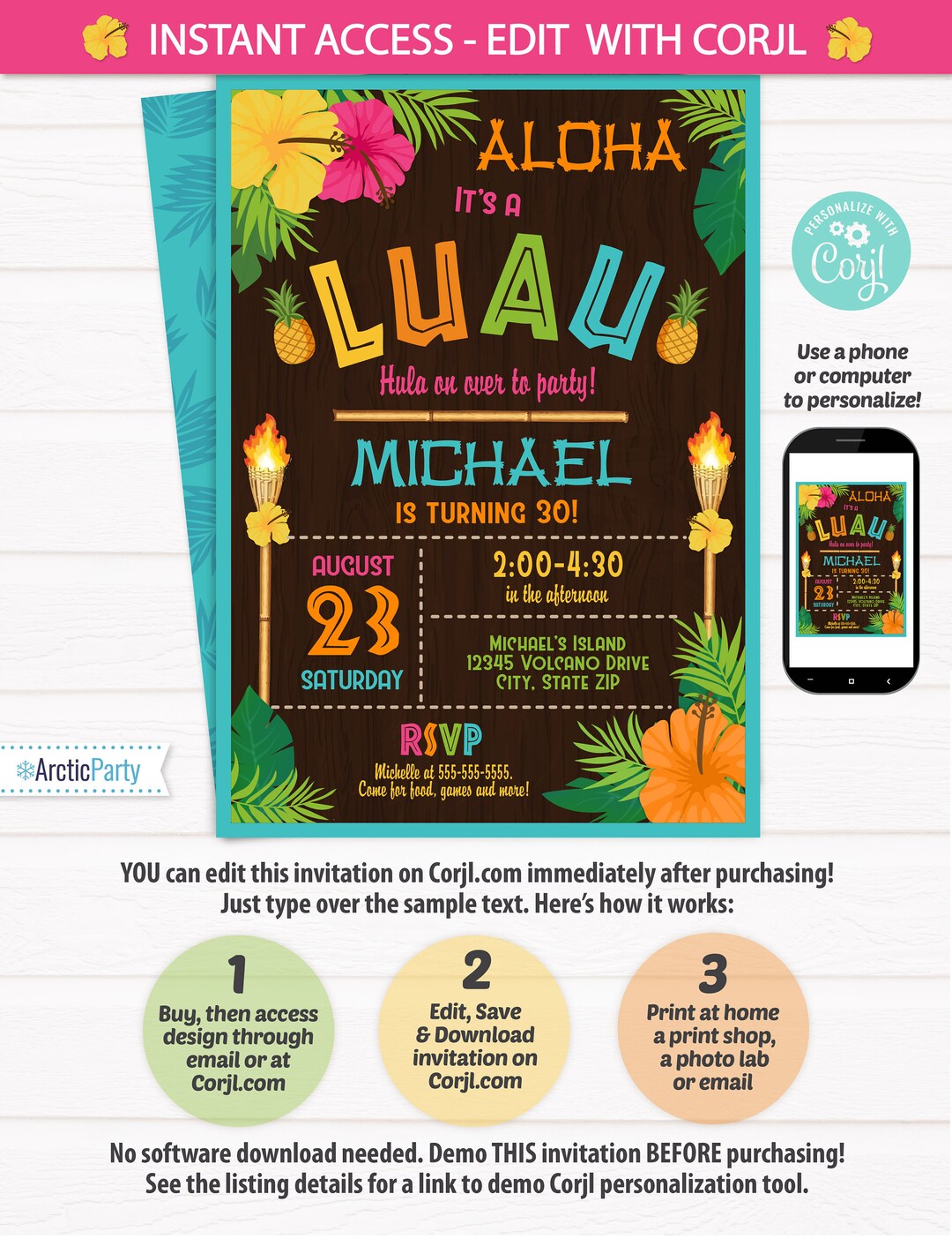 Luau Party Invitations Luau Birthday Invitations Adult Luau Invitation ...