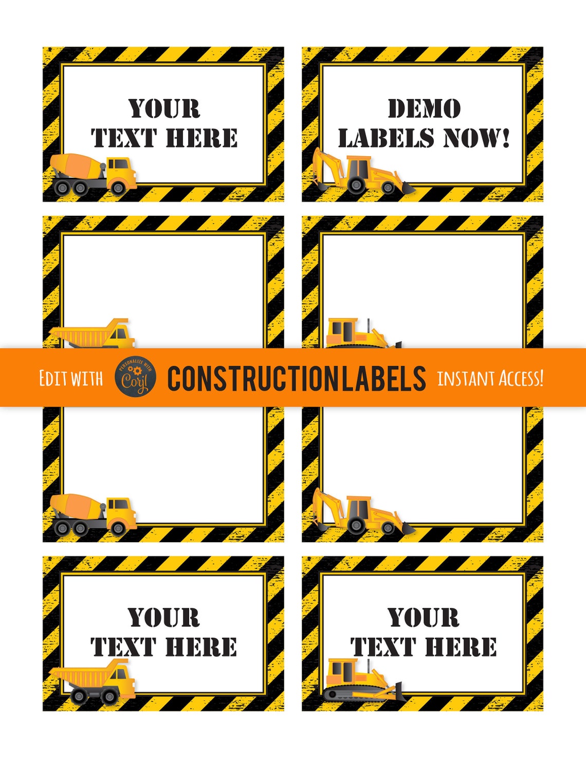 Construction Labels Construction Food Labels Construction - Etsy