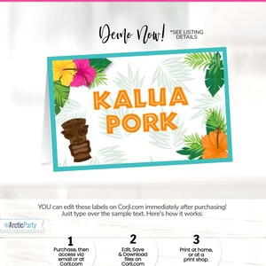 Luau Place Cards, Printable Luau Tent Cards - Luau Party Labels - Luau ...