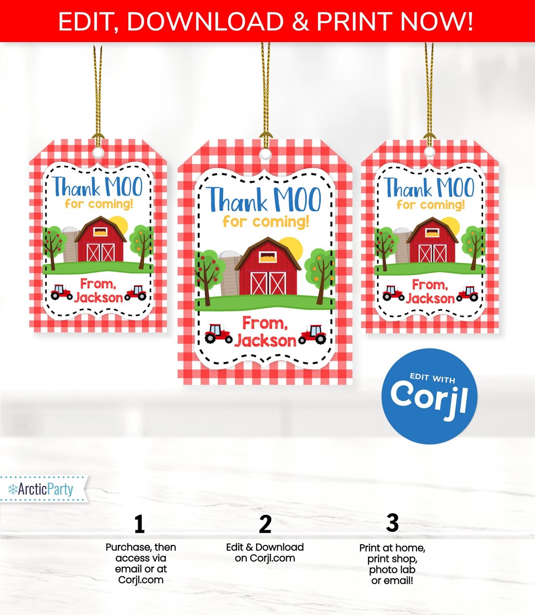 Farm Favor Tags, Farm Gift Tags, Printable Farm Favor Tags - Farm Party ...