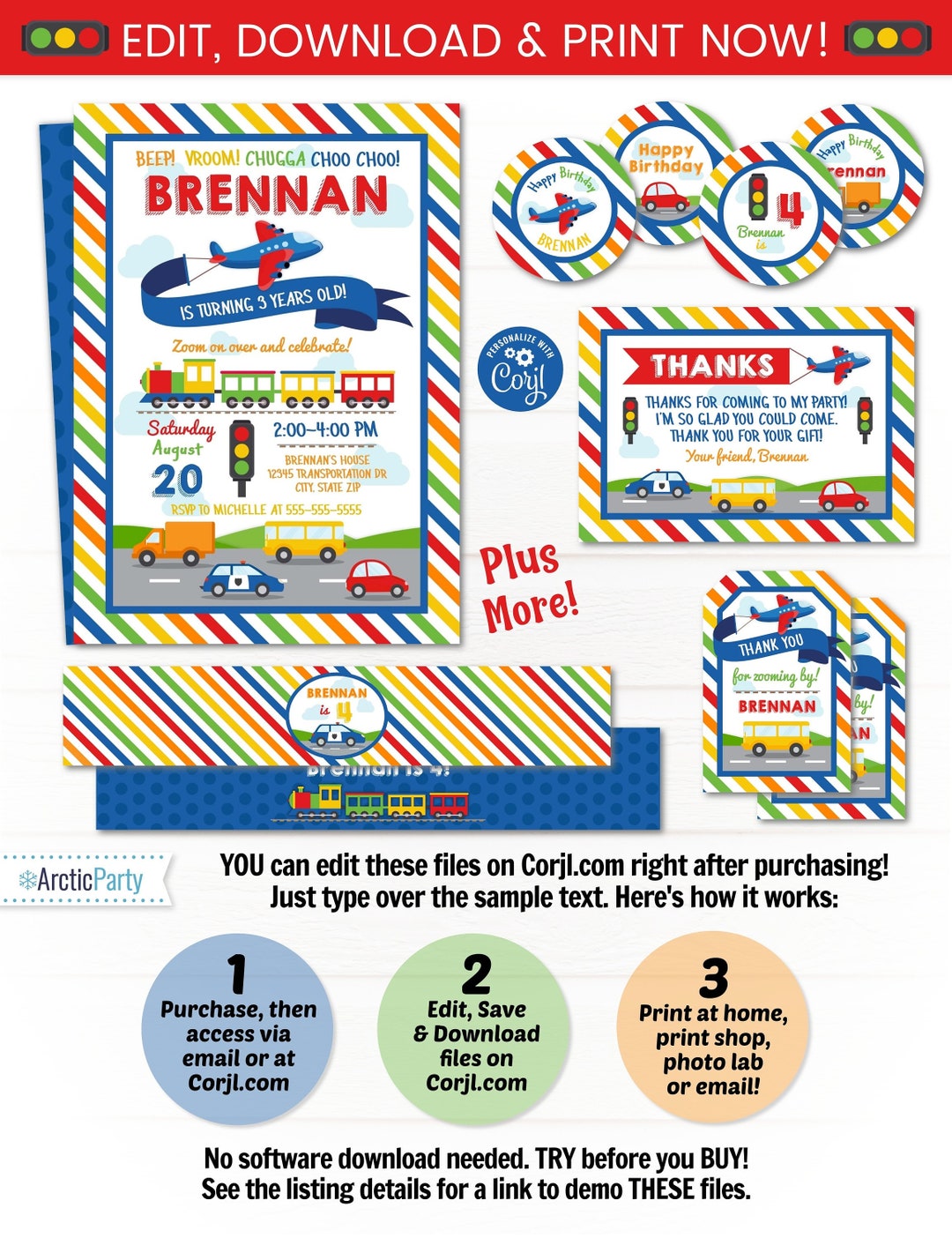 Transportation Invitation - Train Party Supplies - Transportation ...