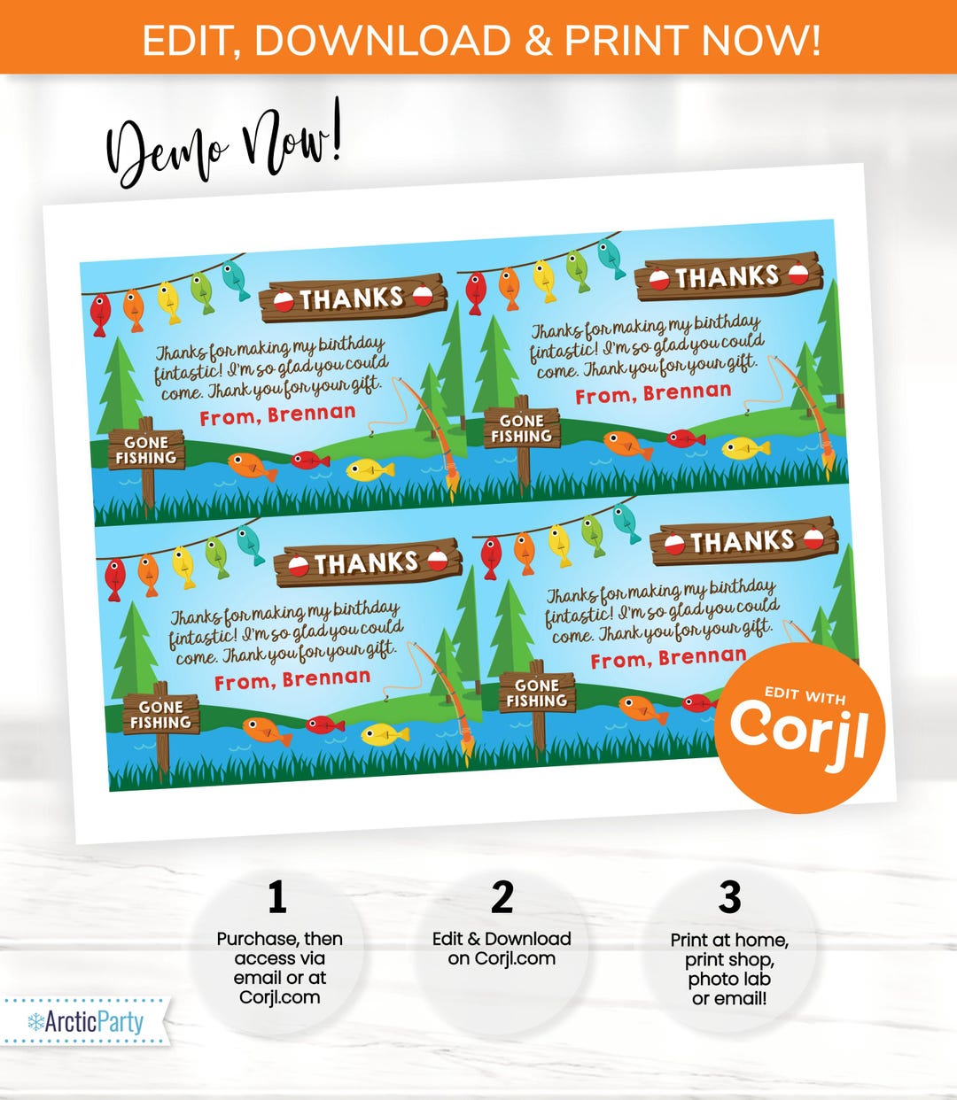 Fishing Thank You Cards - Fishing Card - Fishing Birthday Thank You ...