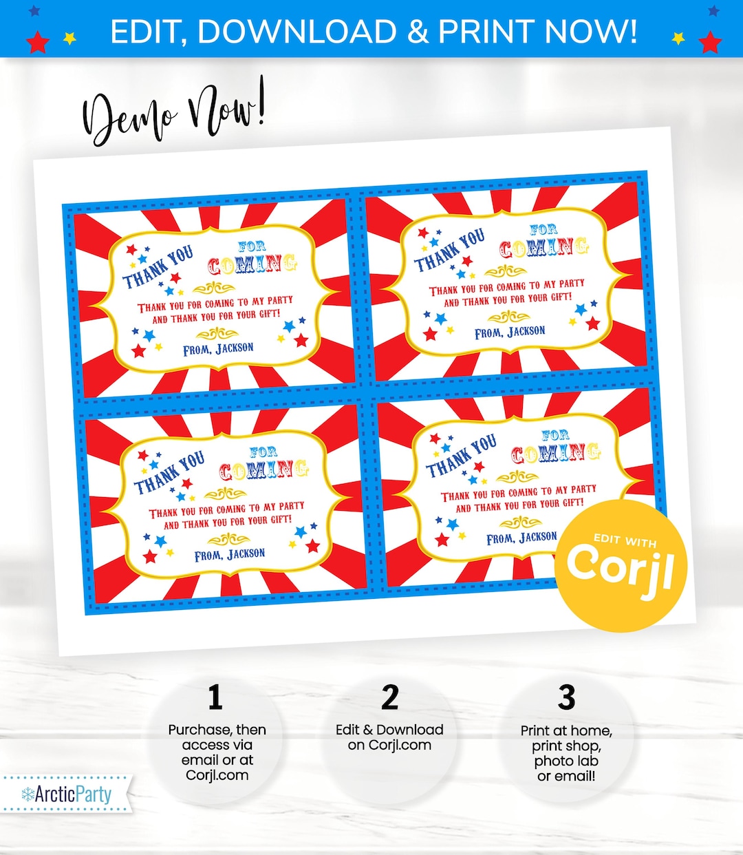 Carnival Thank You Cards - Carnival Thank You - Circus Thank You ...