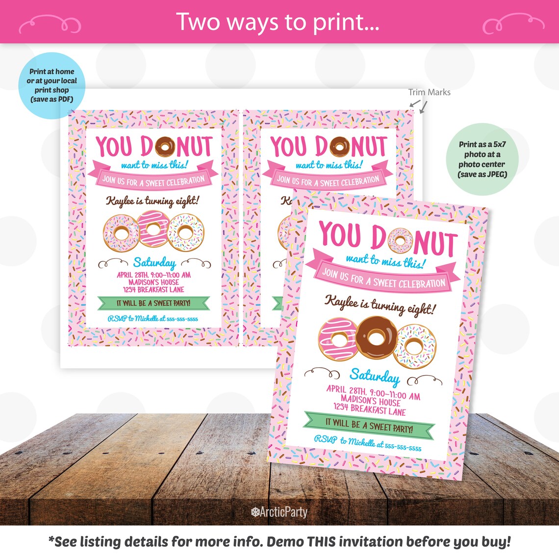 Donut Party Invitations Donut Themed Party Invitation | Etsy