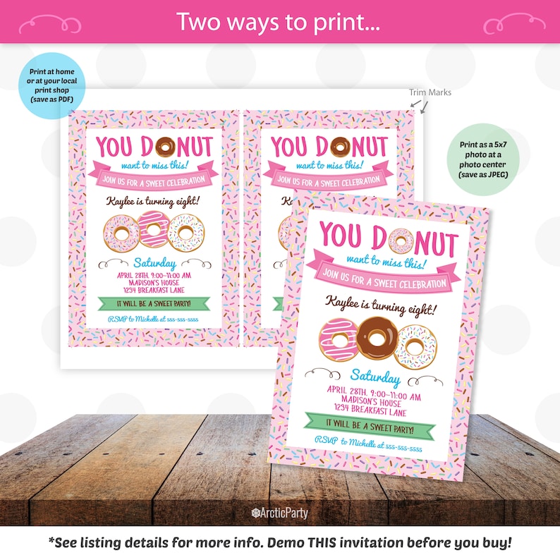 Donut Party Invitations Donut Themed Party Invitation - Etsy