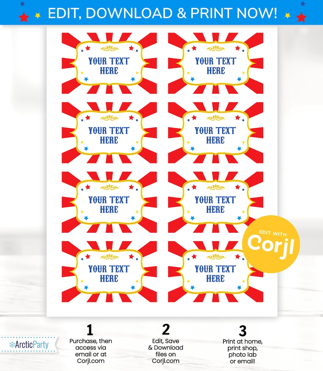 Carnival Place Cards, Carnival Tent Cards - Carnival Party Labels ...