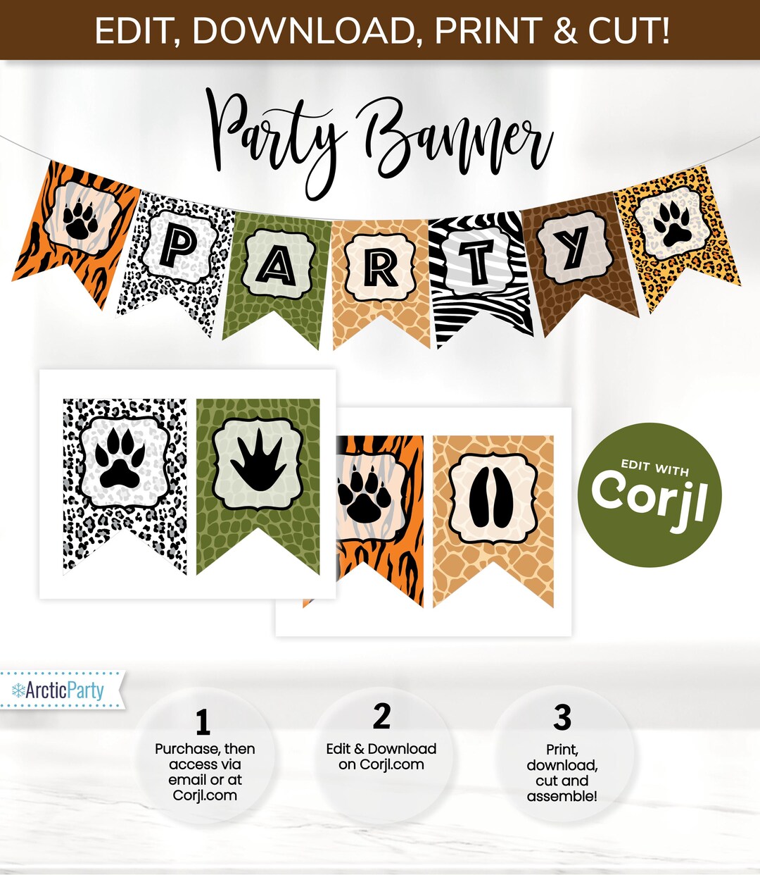 Safari Birthday Banner - Printable Safari Banner - Safari Flags - Zoo ...