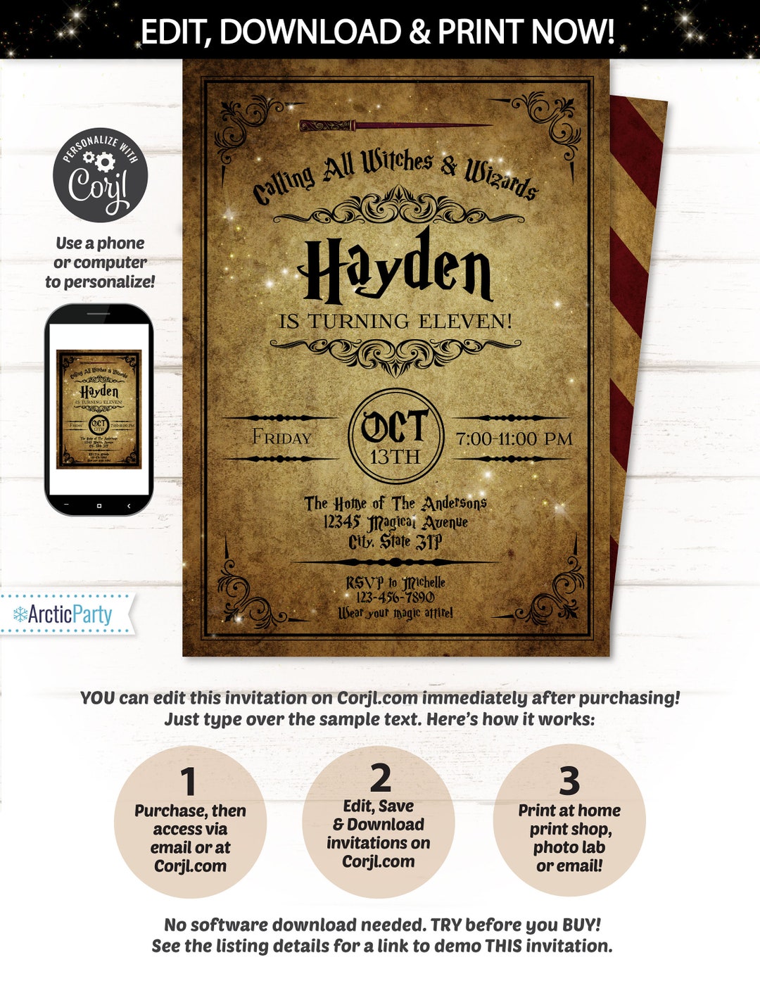 Wizard Party Invitation Wizard Birthday Party Wizard - Etsy