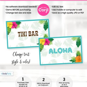 Luau Place Cards, Printable Luau Tent Cards - Luau Party Labels - Luau ...