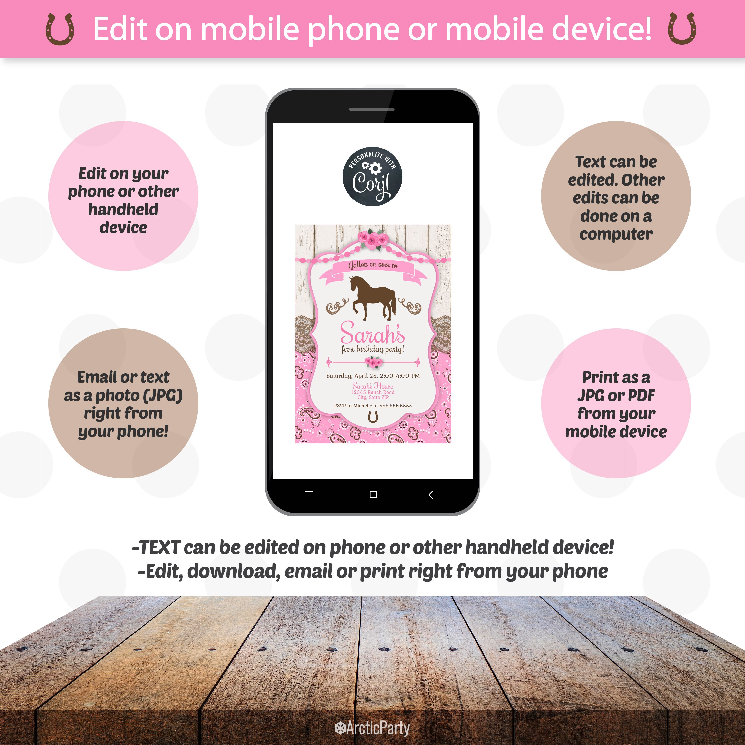 Horse Birthday Party Horse Party Invitations Horse Riding | Etsy