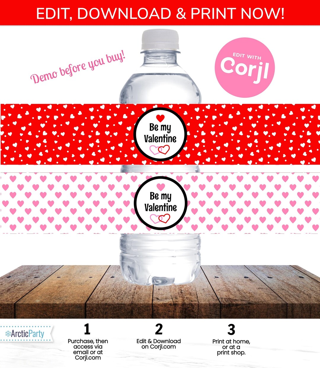 Valentine's Day Water Bottle Labels Valentine Party Water Bottle ...