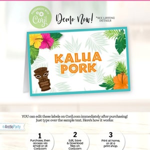 Luau Place Cards, Printable Luau Tent Cards Luau Party Labels Luau ...