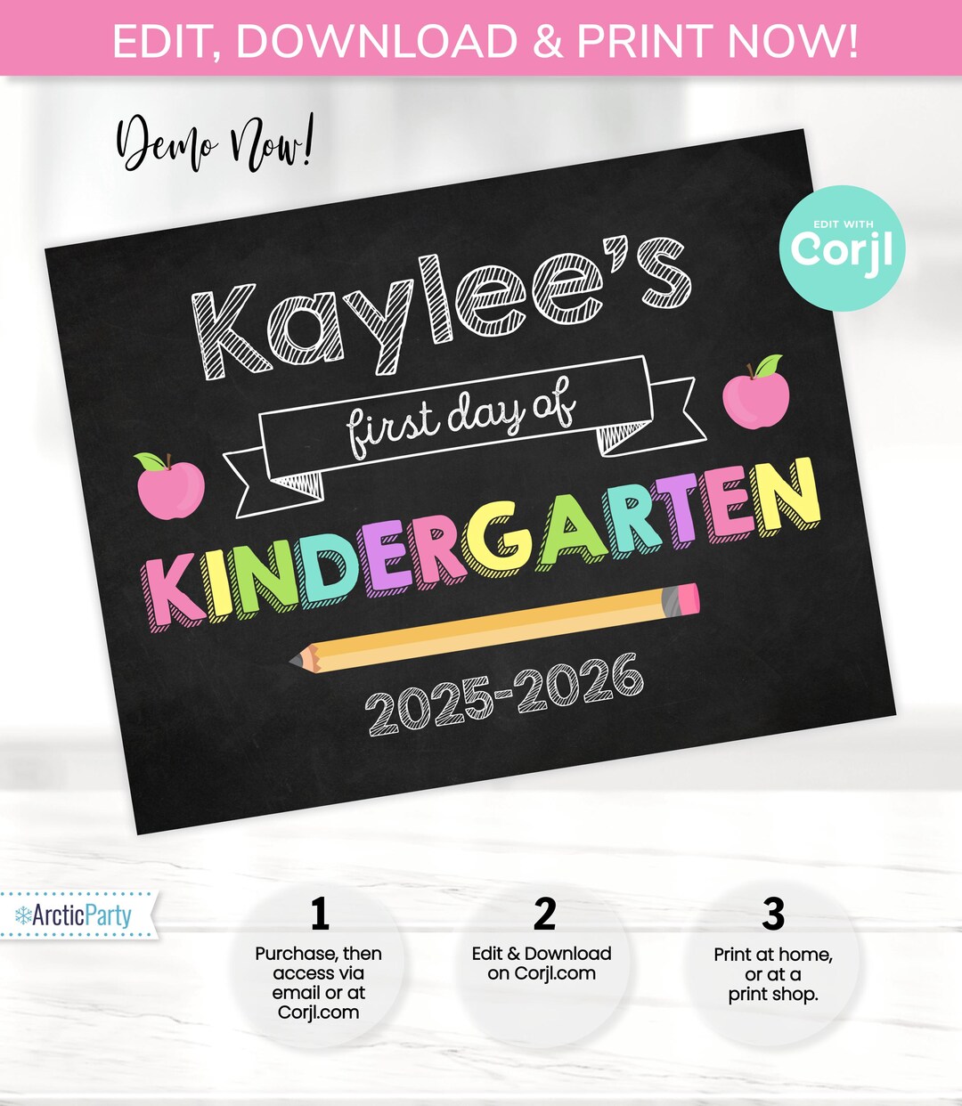 Pink First Day of School Sign - Back to School Sign Template - Girls ...