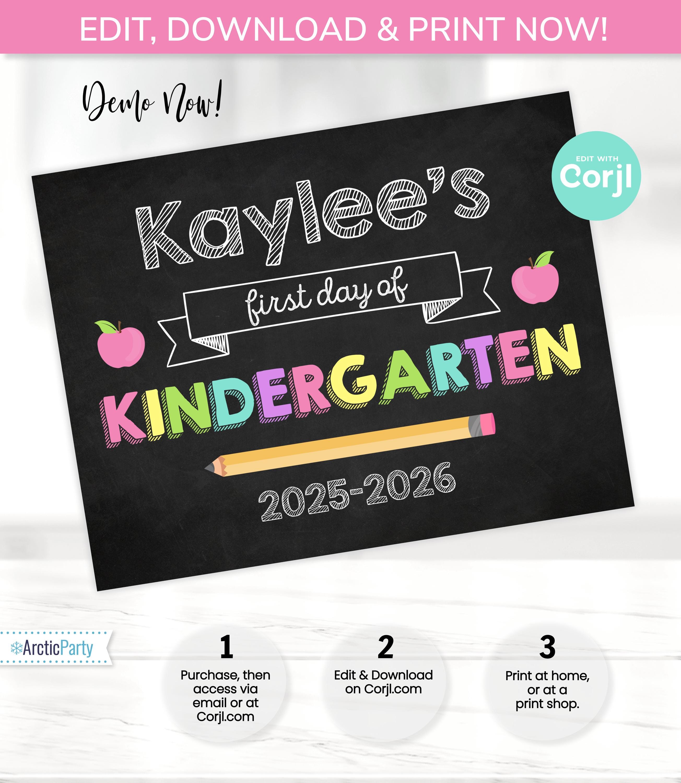 Pink First Day of School Sign - Back to School Sign Template - Girls ...