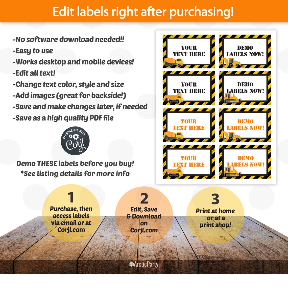 Construction Labels Construction Food Labels Construction - Etsy