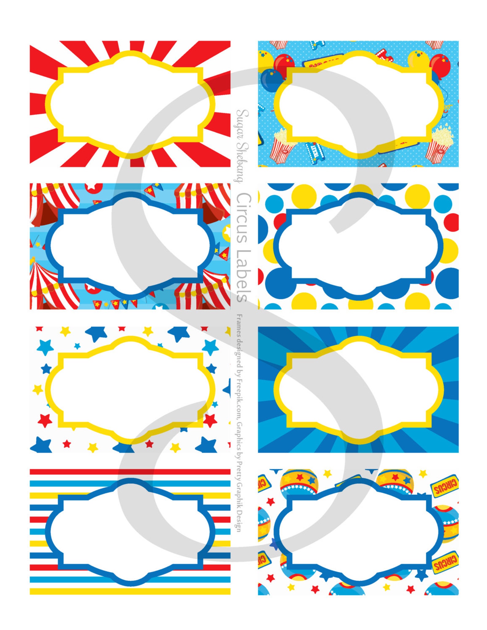 Circus Food Labels Instantly Downloadable and Editable - Etsy
